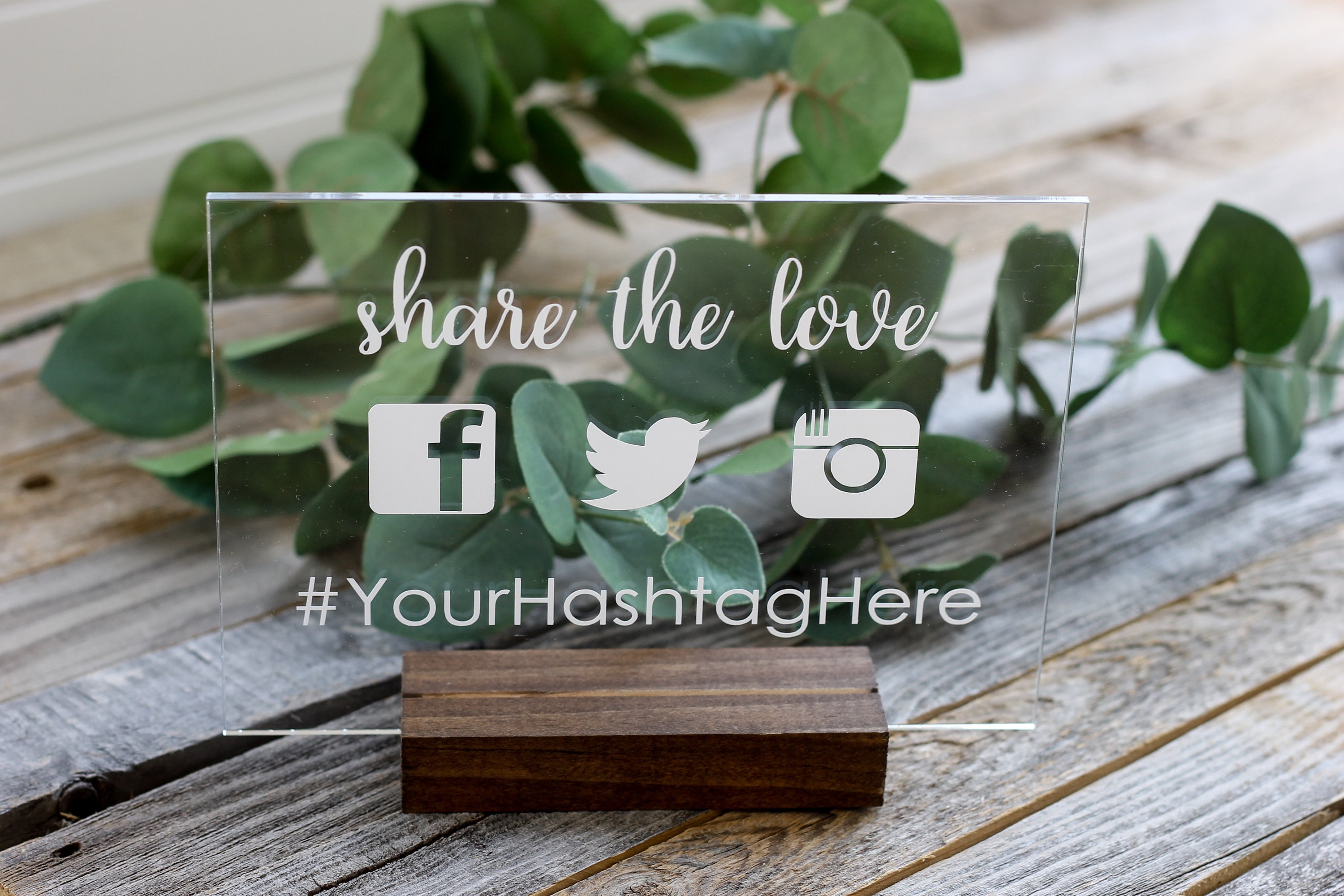 Custom Acrylic Table Sign Hashtag Social Media 5x7 8x10 | Etsy