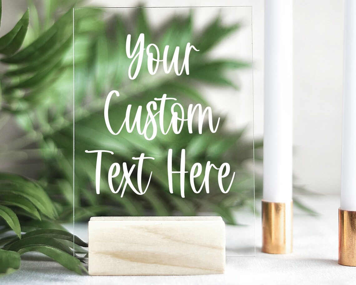 Custom Acrylic Wedding Table Sign: Rustic Party Decor (5x7 or 8x10) - Etsy