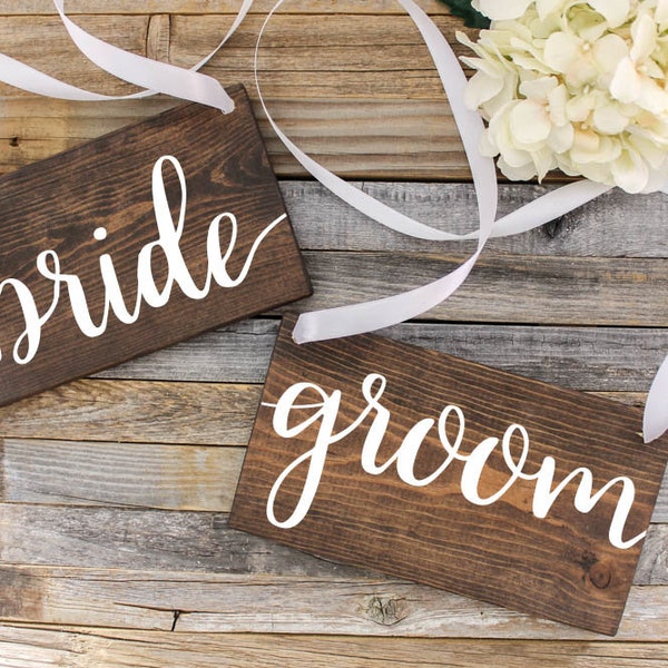 Bride and Groom Chair Signs - Etsy