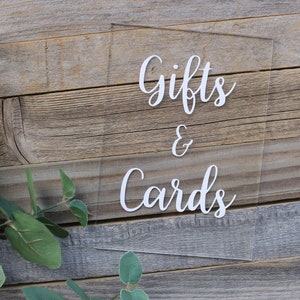 Gifts and Cards Acrylic Table Sign| 5x7 8x10| White Silver Gold| Rustic ...