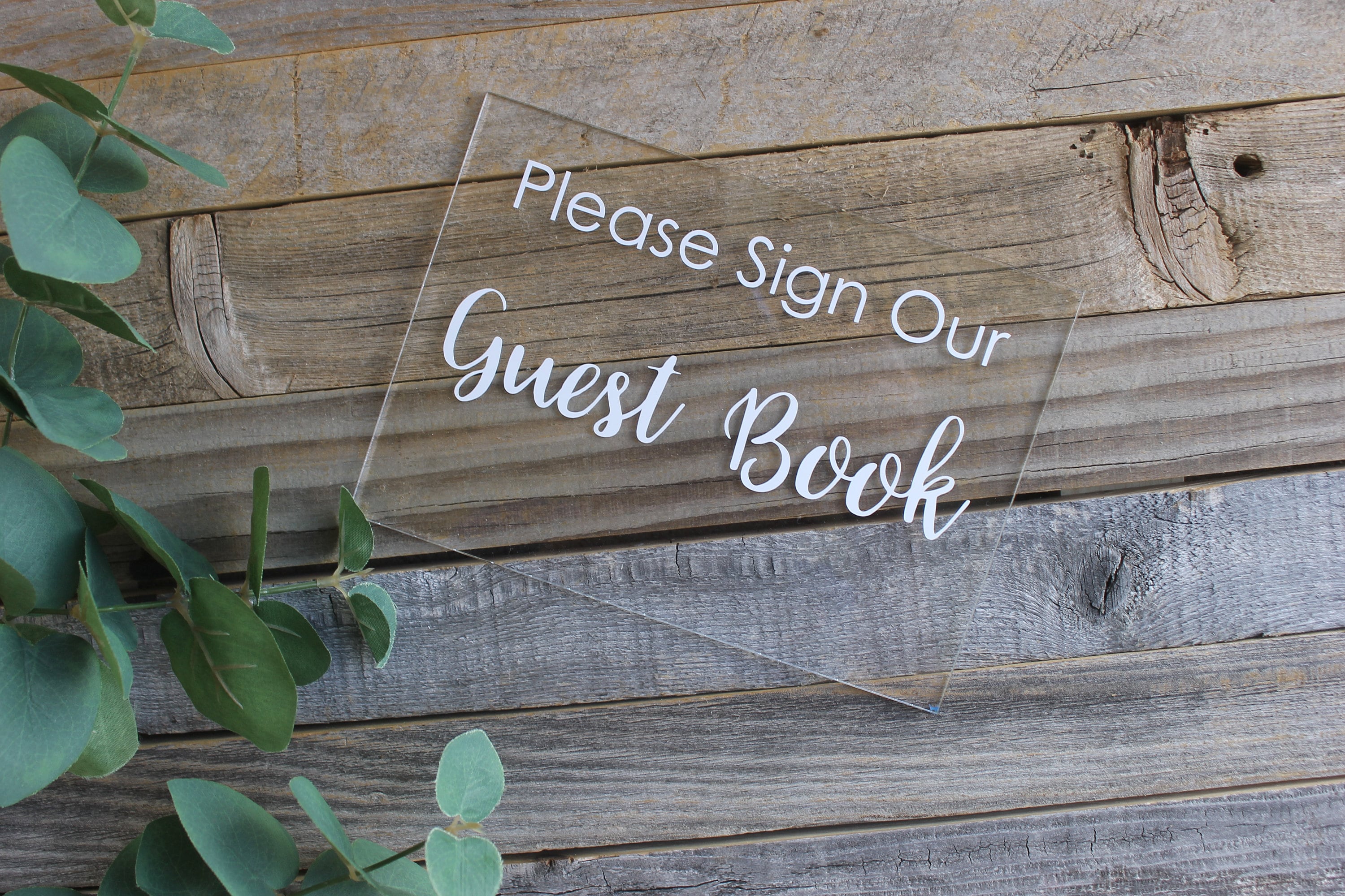 Guest Book Acrylic Table Sign| 5x7, 8x10| READY TO SHIP| White Silver ...