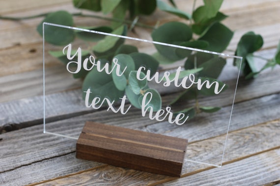 Custom Acrylic Table Sign 5x7 8x10 White Silver Gold | Etsy