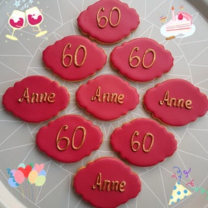 60th Birthday Cookies / 10 Biscuits With 60th / 10 Party Cookies ...
