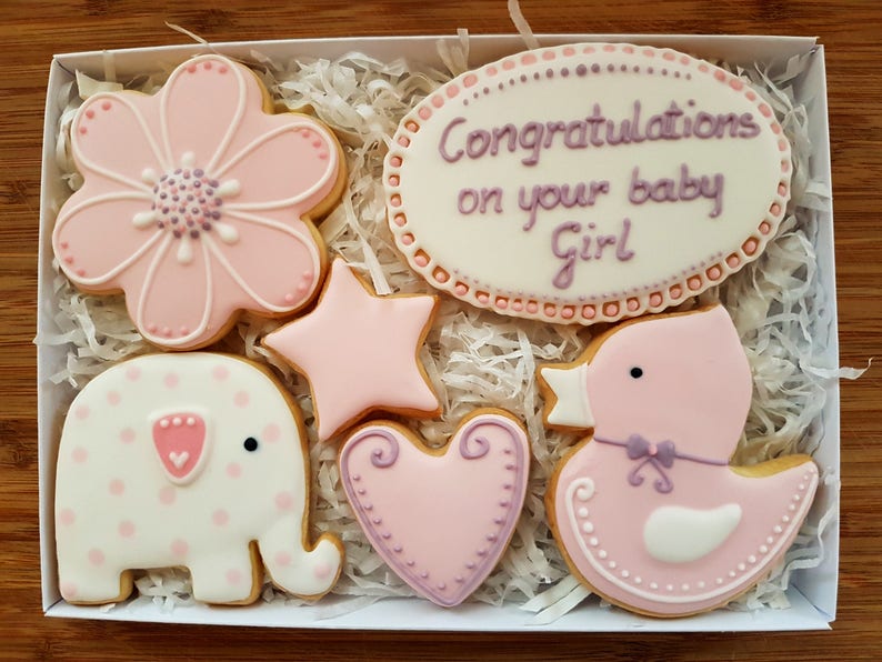 New Baby Cookies / Congratulations Cookies / Baby Girl Cookies - Etsy UK