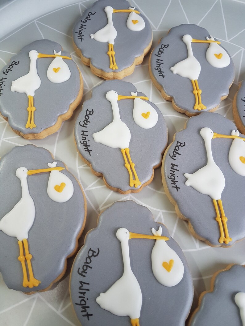 10 Stork Cookies Baby Shower Cookies Baby Shower Biscuits - Etsy