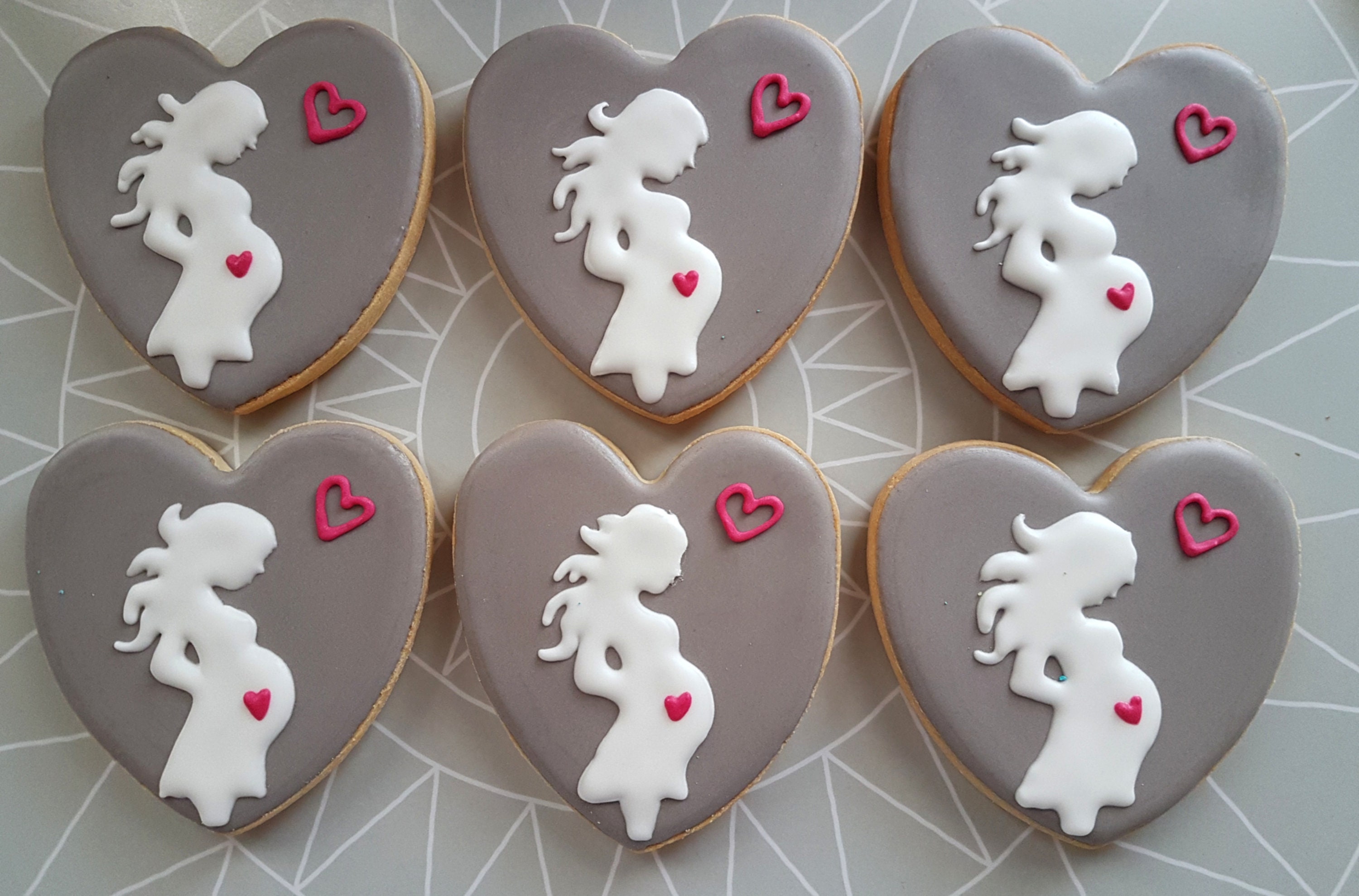 Baby Shower Cookie / Heart Biscuit / Pregnant Themed Cookies - Etsy UK