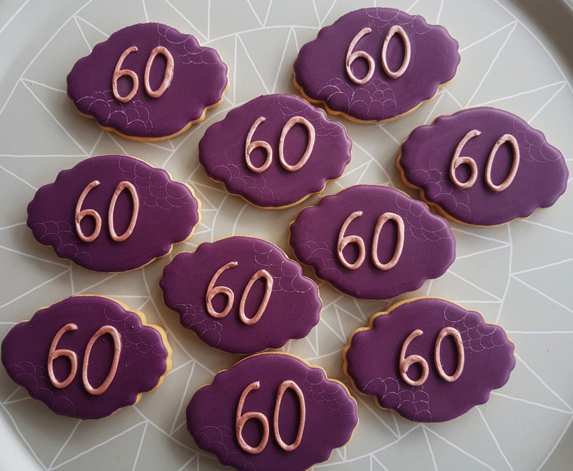 60th birthday cookies / 10 biscuits with 60th / 10 party | Etsy
