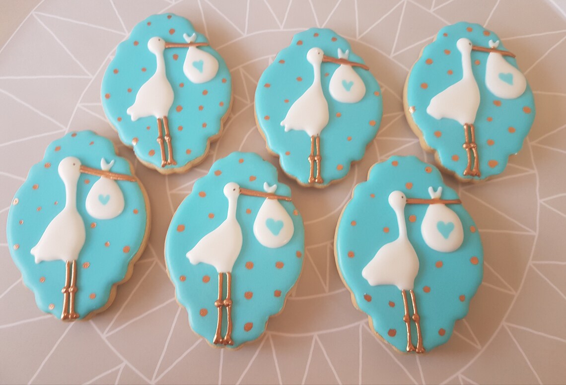 10 Stork Cookies Baby Shower Cookies Baby Shower Biscuits | Etsy
