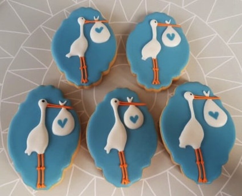 10 Stork Cookies Baby Shower Cookies Baby Shower Biscuits | Etsy