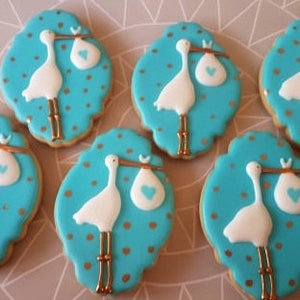 10 Stork Cookies Baby Shower Cookies Baby Shower Biscuits | Etsy