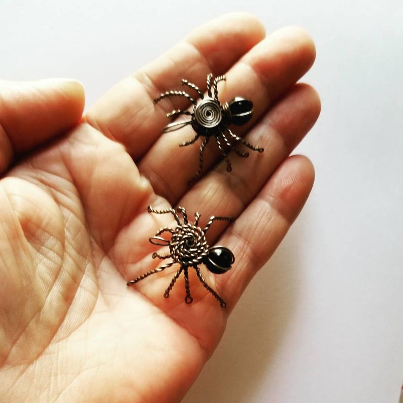 Black Spider Charm Wire Wrap Spider Pendant Amulet Spider - Etsy