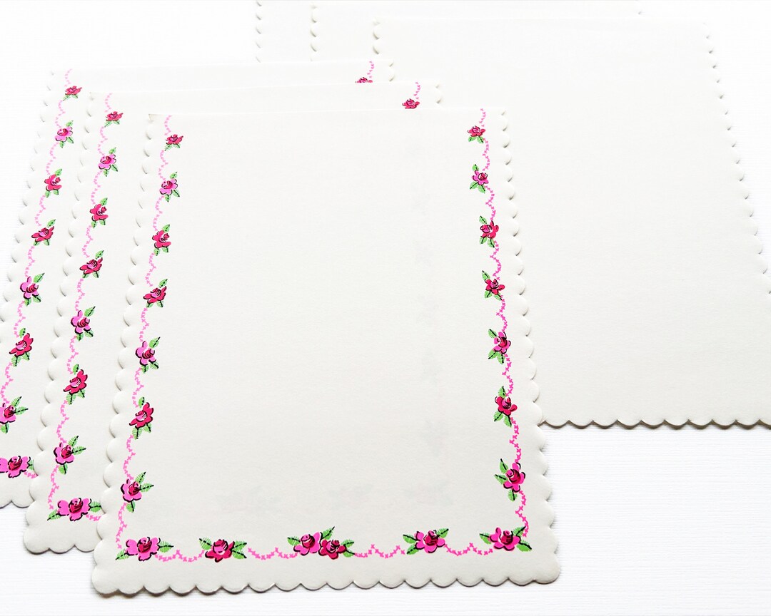 1970s Floral Stationery, Rose Writing Paper, Vintage Stationery, Set of ...