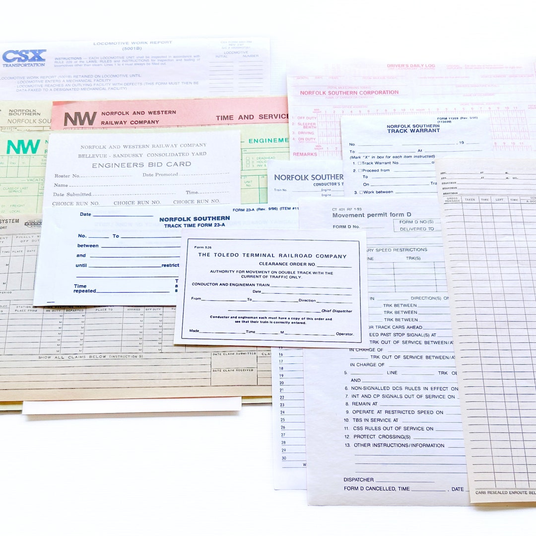 Railroad Ephemera Variety Pack, Vintage Train Forms, Daily Logs, Travel ...