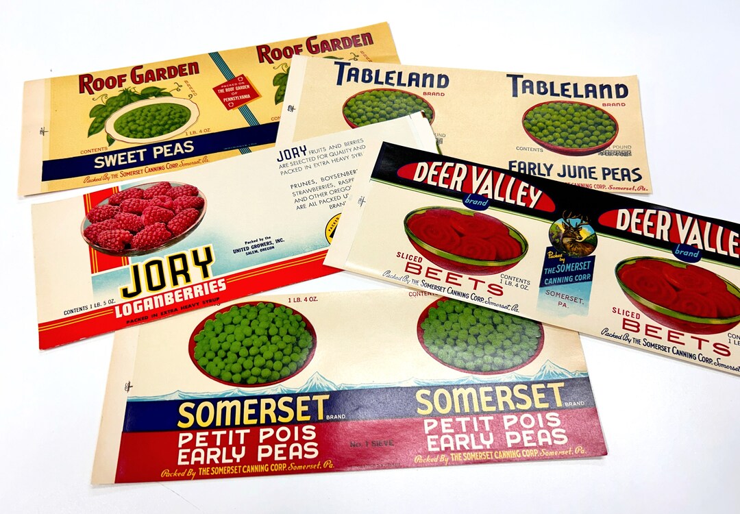 Medium-sized, Vintage Canning Labels, Food Ephemera, Retro Fruit and ...