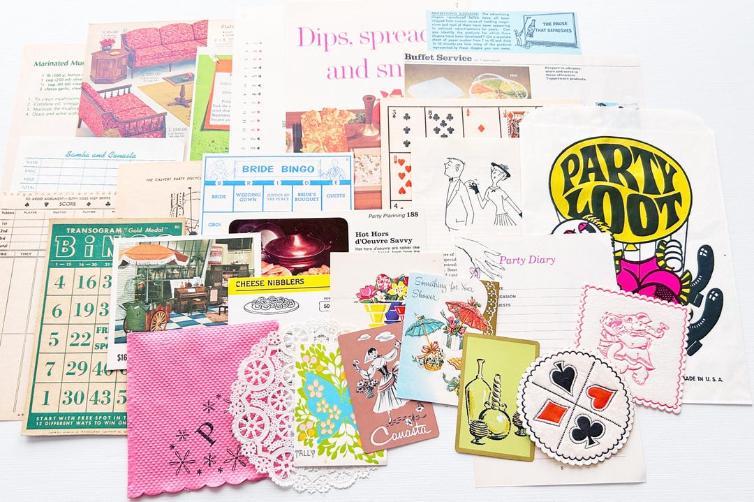 Vintage Game Night Ephemera Kit: 25+ Retro Party Supplies - Etsy