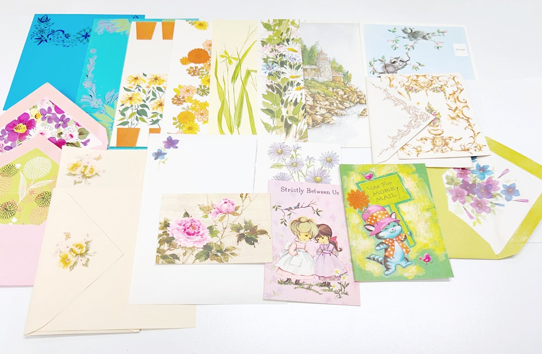 Vintage Stationery Assortment, Postallettes, Envelopes, Floral-themed ...