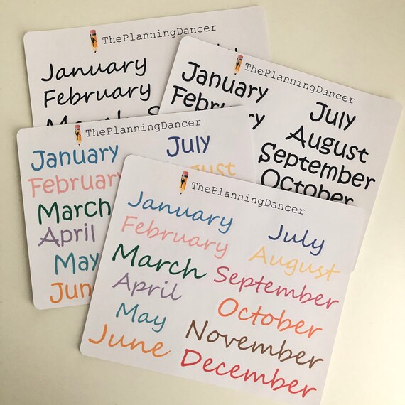 Monthly Script Stickers 12 Months | Etsy