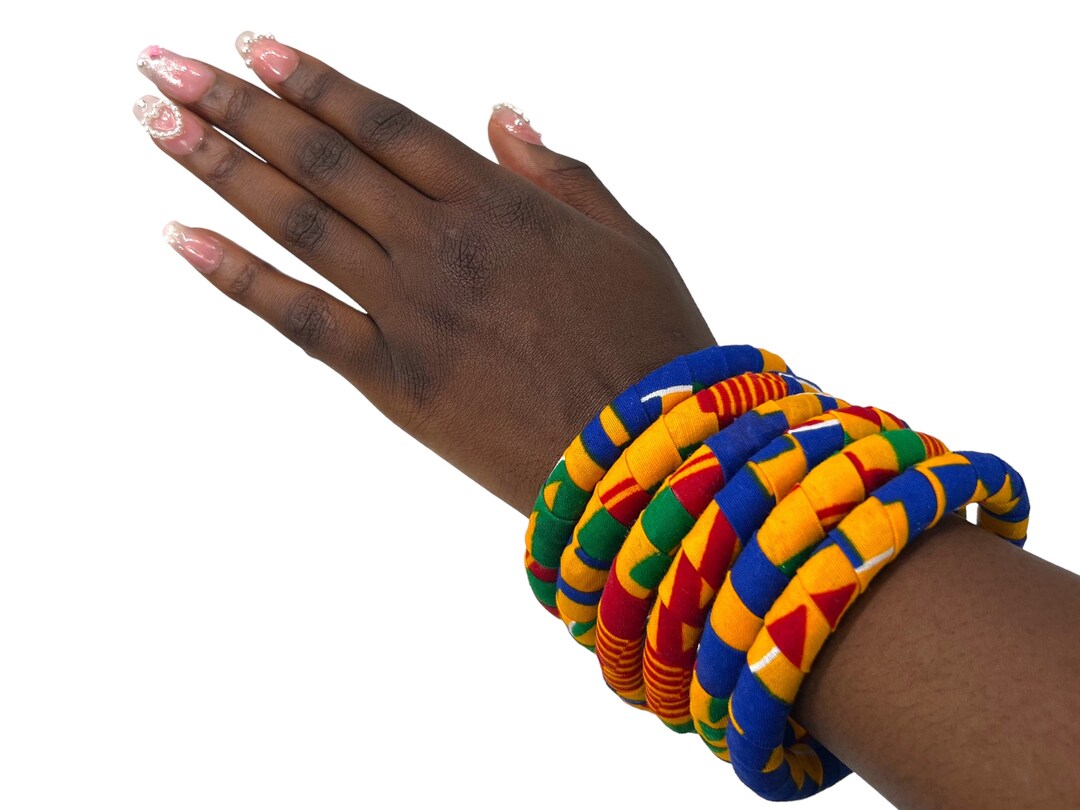 Ankara Fabric Bangle Bracelet, Kente Print African Jewelry - Etsy