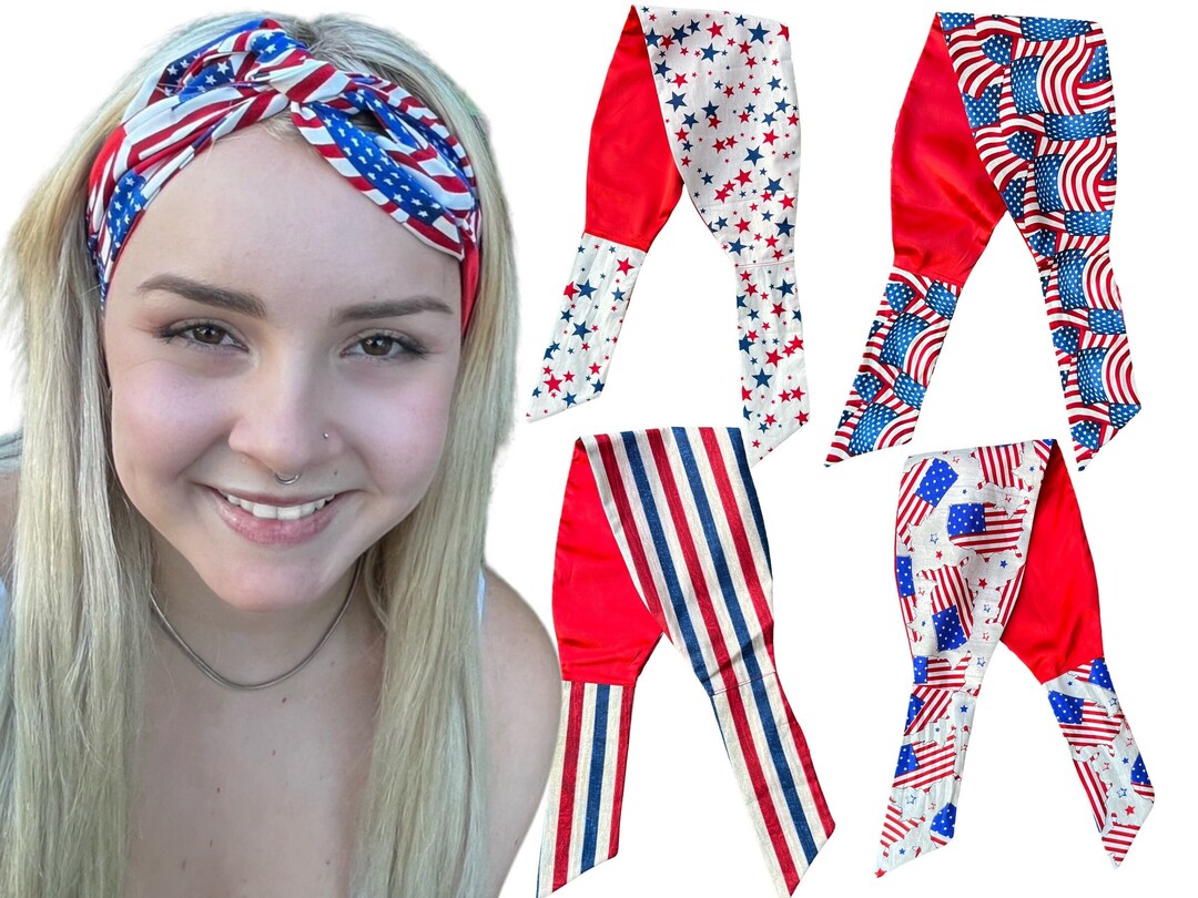 Patriotic Headband, Independence Day Headwear, Retro Headband, Wide ...