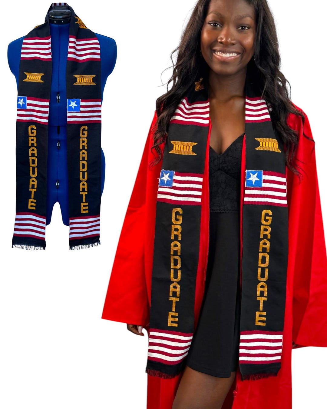 Class of 2025 Graduation Stole, Woven Kente Stole, Black Graduation ...