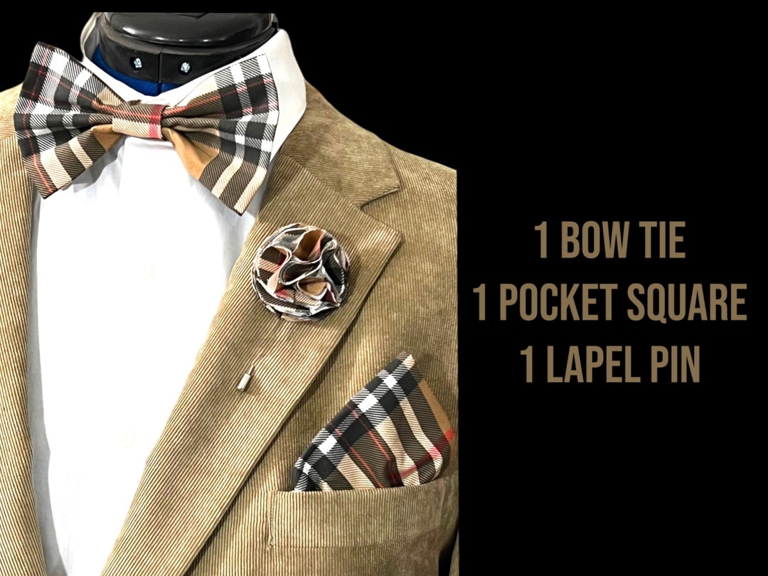 Tan Plaid Bowtie, Brown Tartan - Etsy