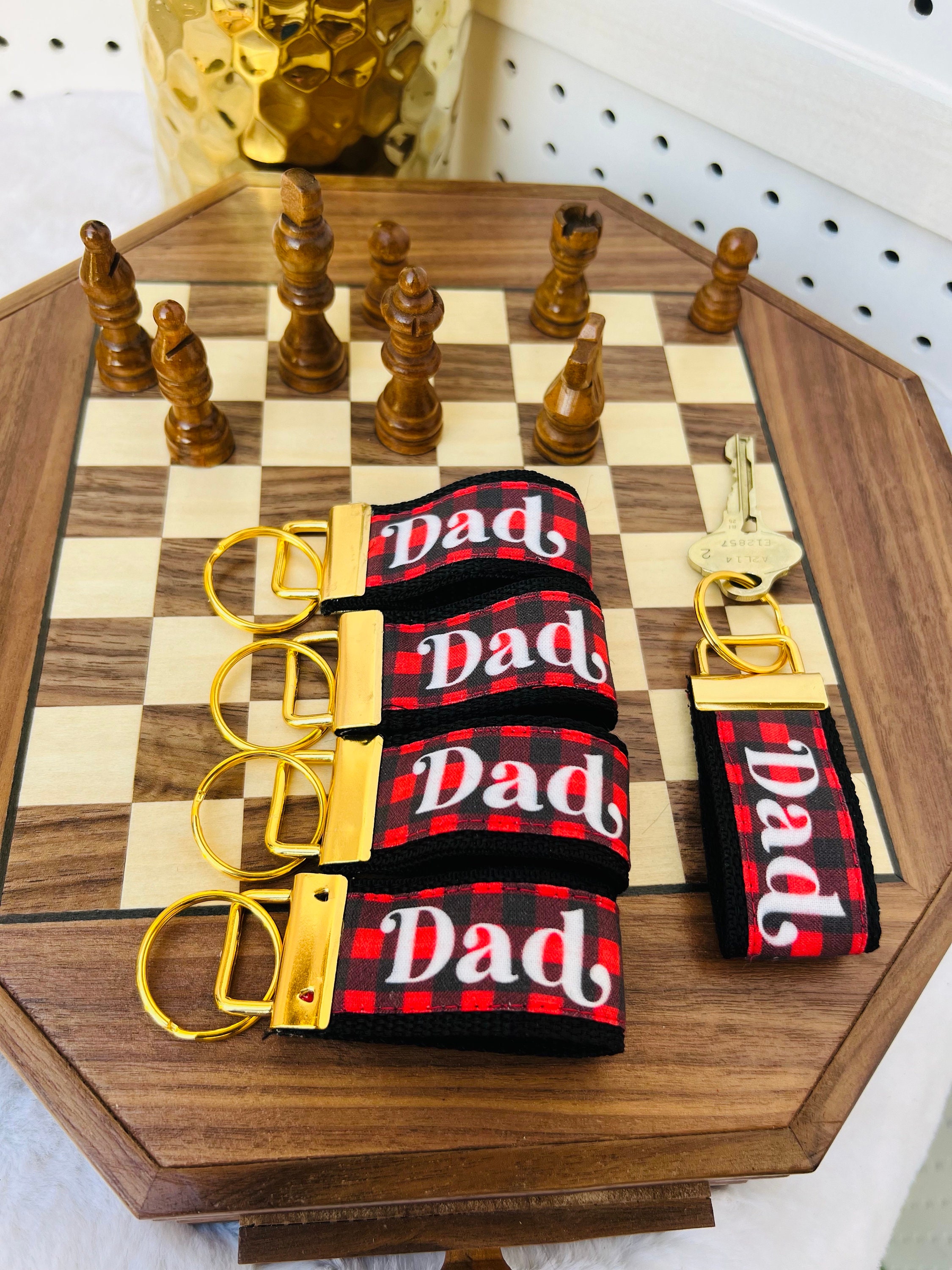 Plaid Dad Keychain, Cotton Key Fob, Father's Day Gift - Etsy