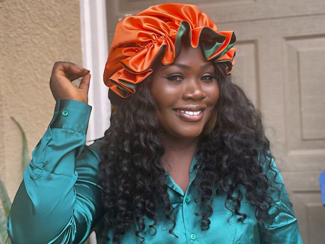 Double Layer Silky Satin Bonnet, Adult Bonnet, Hair Bonnet for Women ...