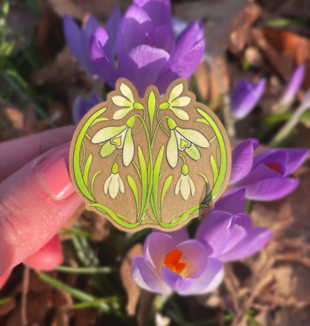 Snowdrop Metal Pin Art Nouveau - Etsy
