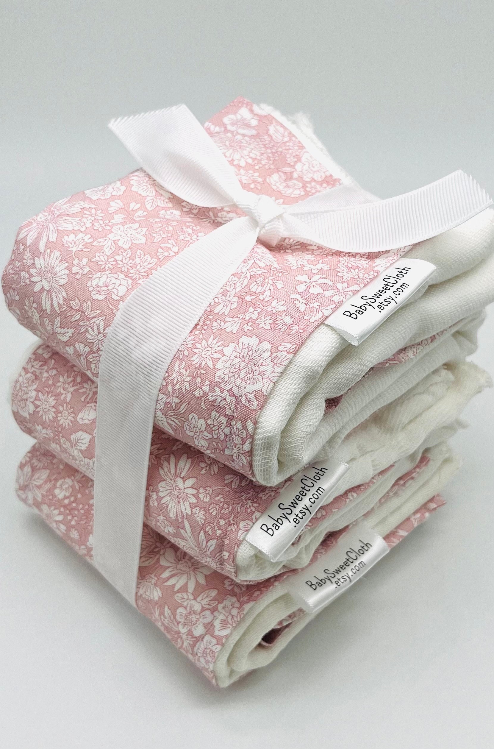 Baby Burp Cloths | Pink and Peach Floral Burp Rags | Pastel Floral Burp ...