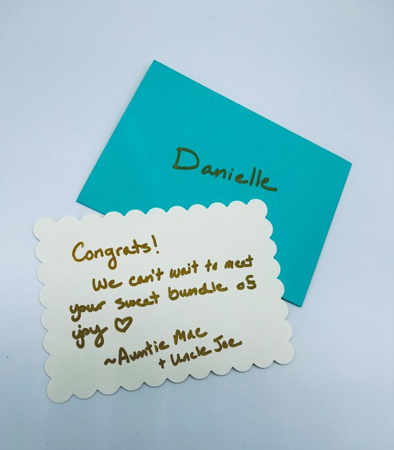 Handwritten Baby Note Newborn Shower Gift Card Gender - Etsy