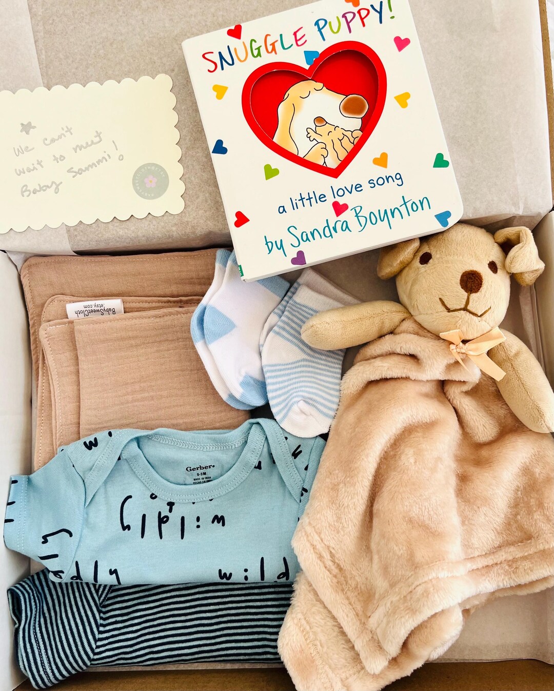 Snuggle Puppy Baby Gift Box | Plush Lovey, Board Book & Outfit - Etsy