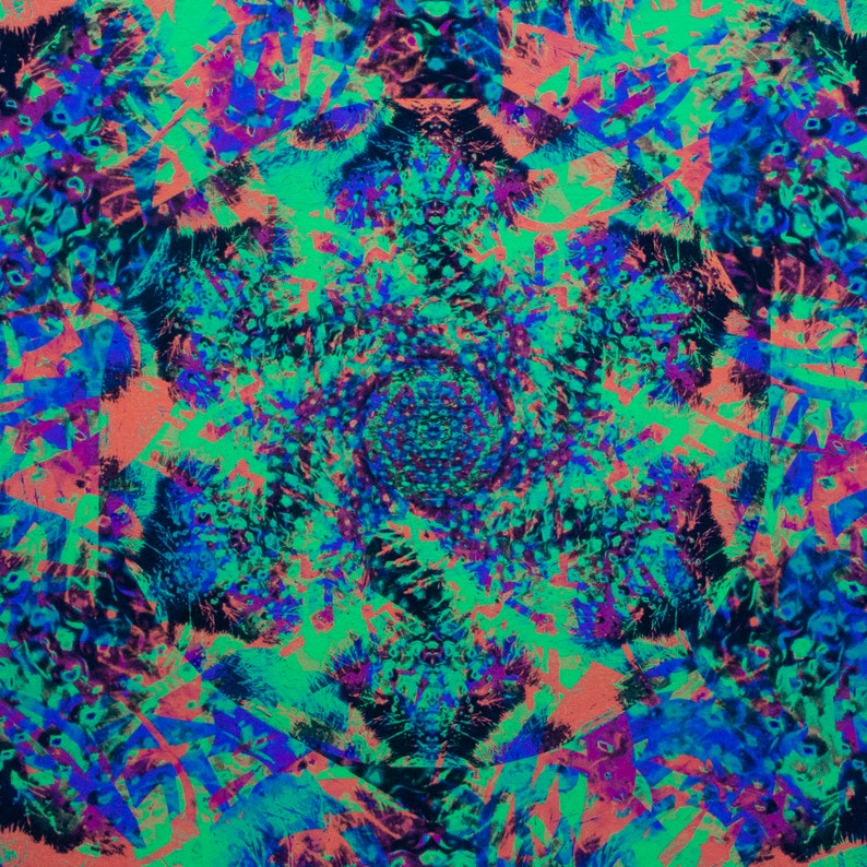 Kollide - Vibing Blacklight Poster Flower Mandala Print Trippy UV ...