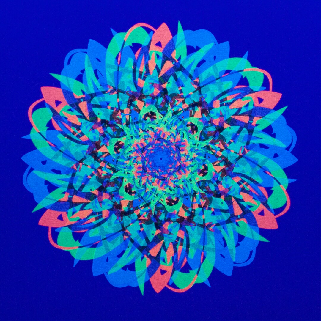 Global Vortex - Blacklight Poster Print Mandala Trippy Wall Art 5X5 8X8 ...