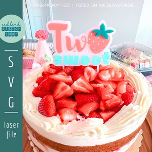 SVG - Two Sweet Cake Topper - Strawberry Cake Topper - Second Birthday ...