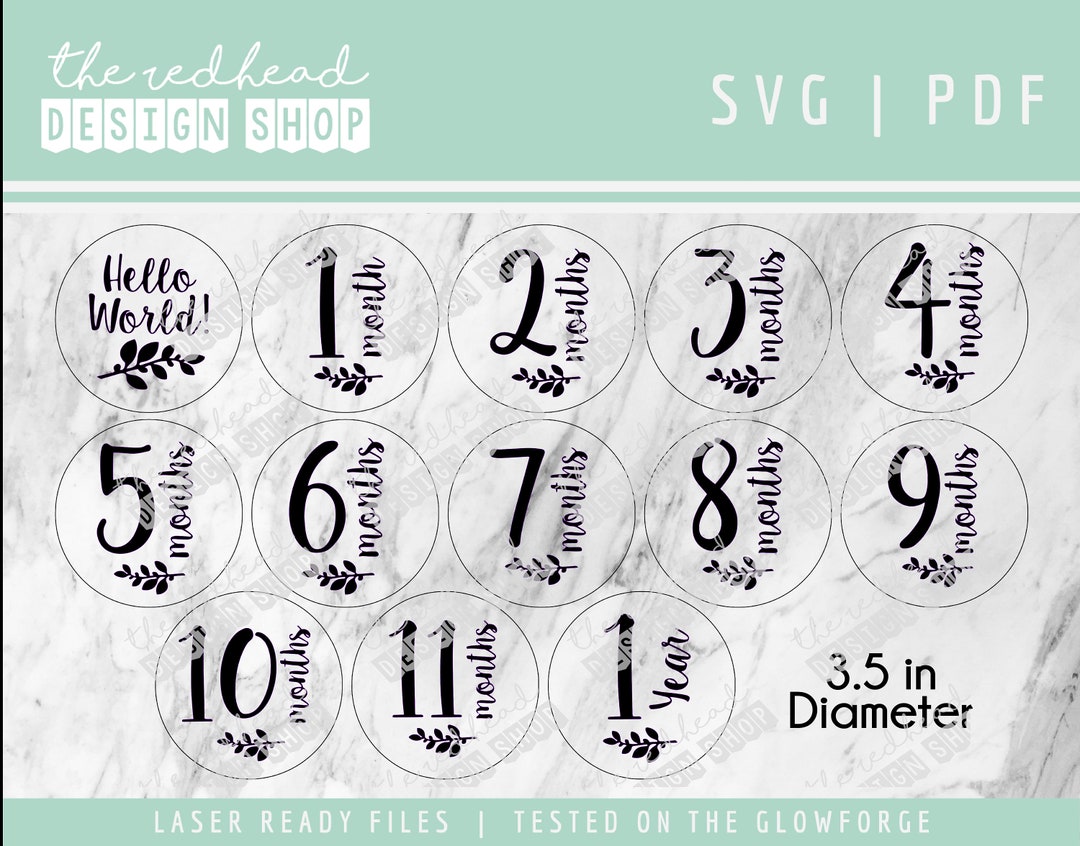 SVG - Month to Month Milestone Discs- SVG Glowforge Laser File - CNC ...