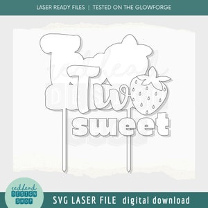 SVG - Two Sweet Cake Topper - Strawberry Cake Topper - Second Birthday ...