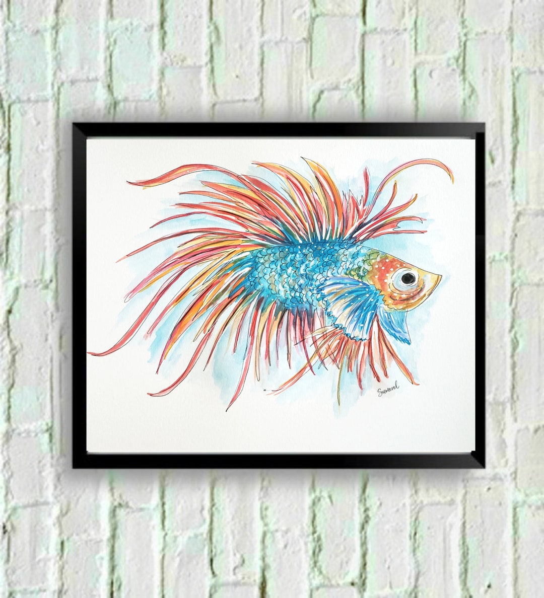 Fish Art Print, Betta Fish, Tropical Fish, Fish Decor, Coastal Art ...