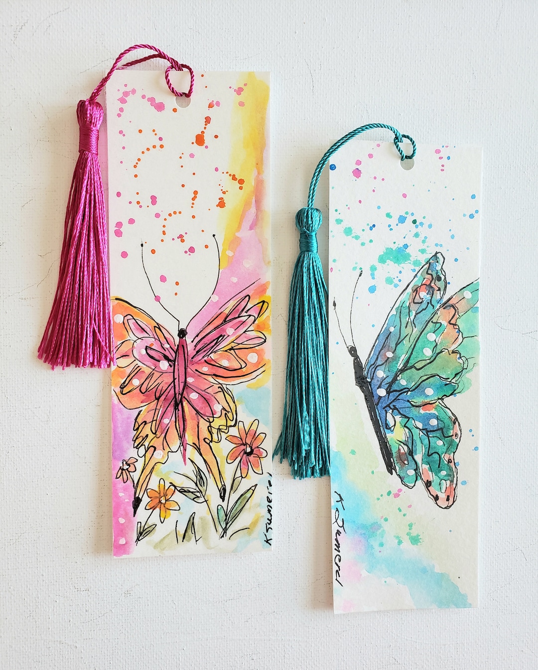 Set of Watercolor Bookmarks, Butterfly Art, Butterfly Painting ...