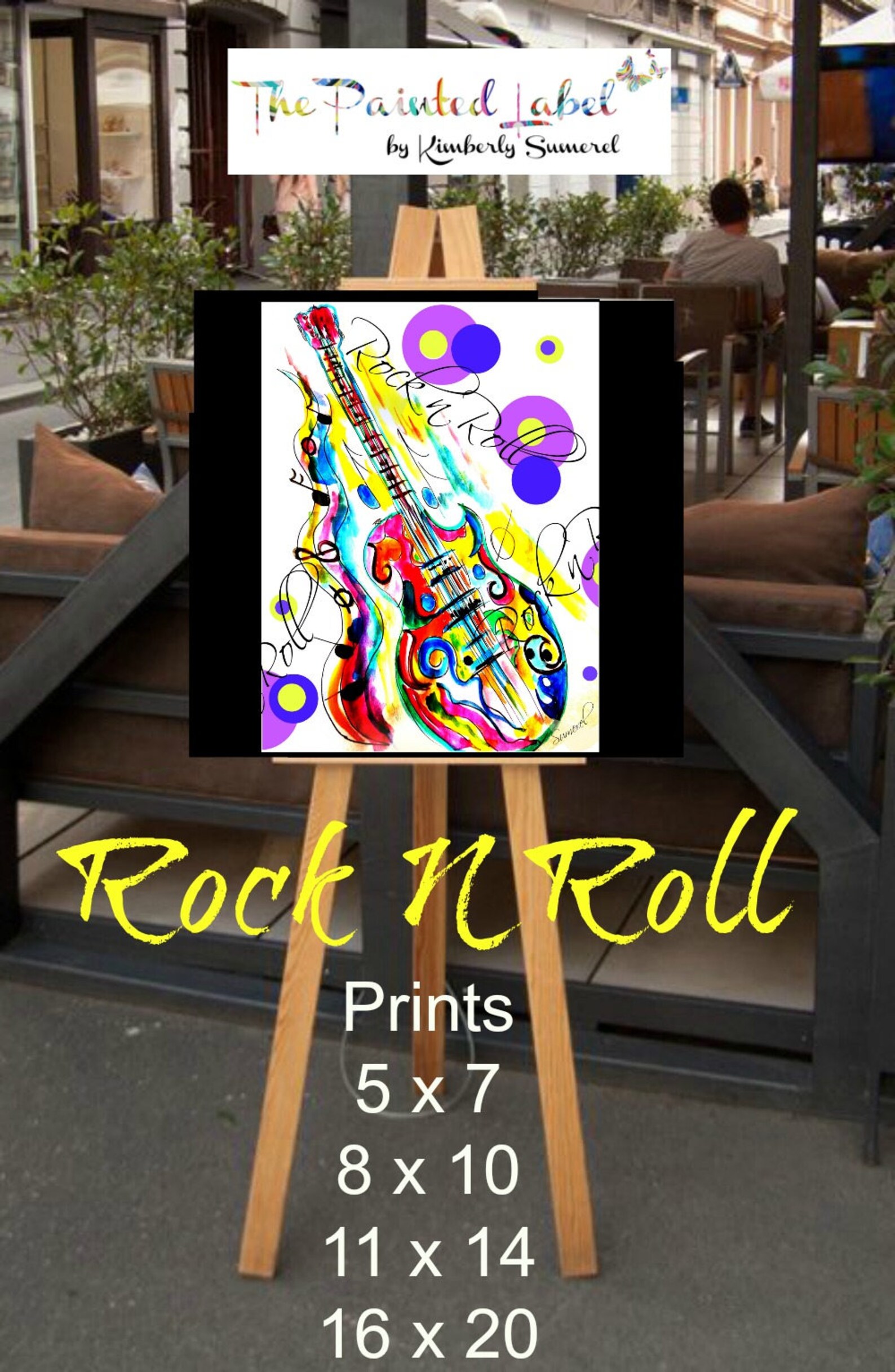 Rock N Roll Print, Guitar Art Print, Abstract Art, Musical Print, Pop ...