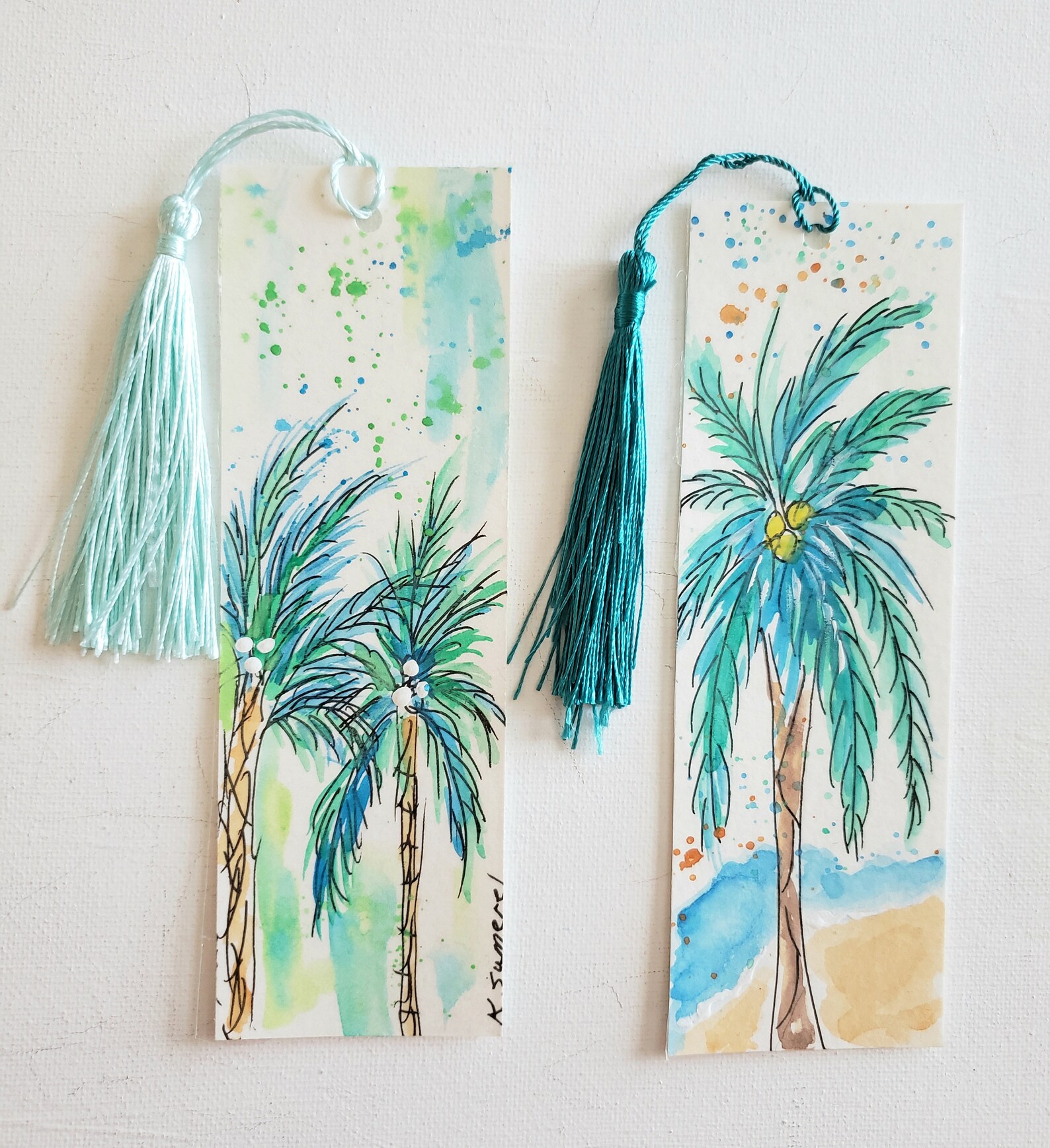 Palm Tree Bookmarks, Beach Gift, Watercolor Bookmark, Book Gift, Palm ...