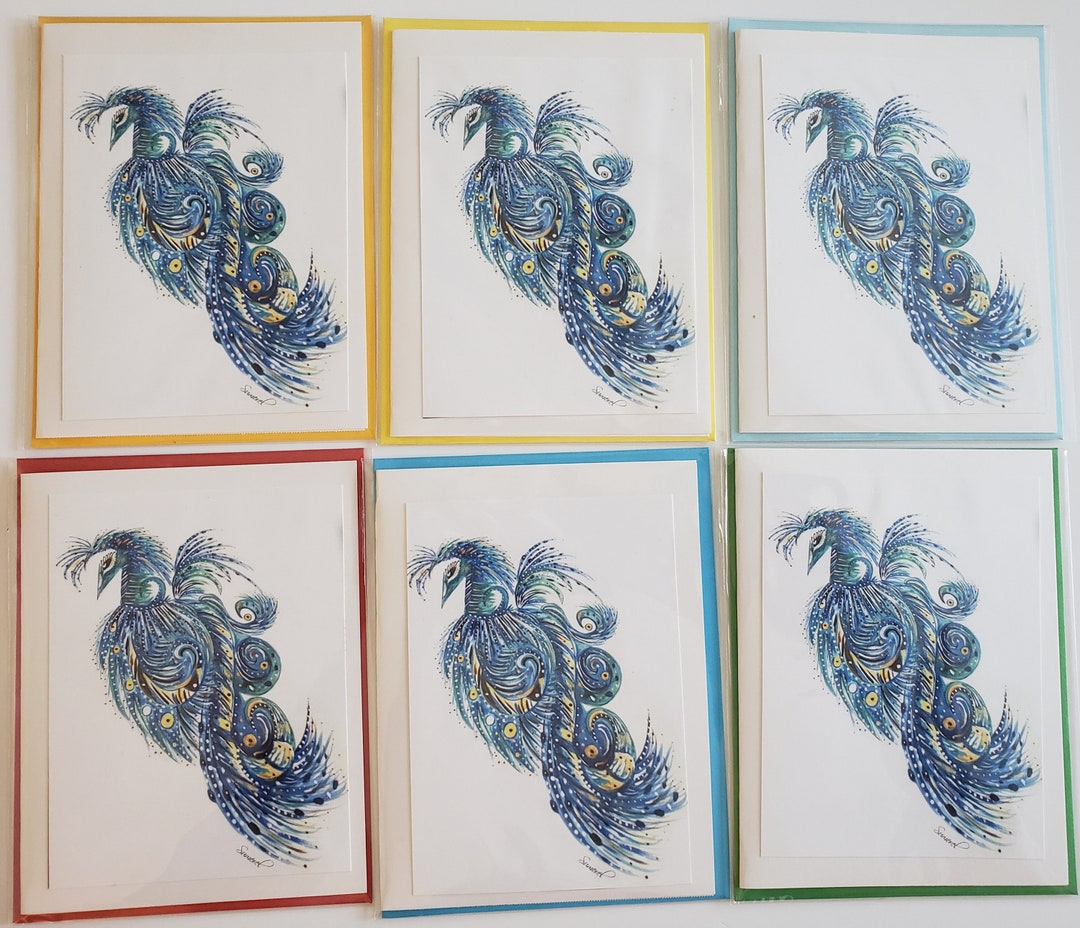 Card Set, Peacock Cards, Peacock Art, Blank Cards, A2 Cards, Wild Bird ...