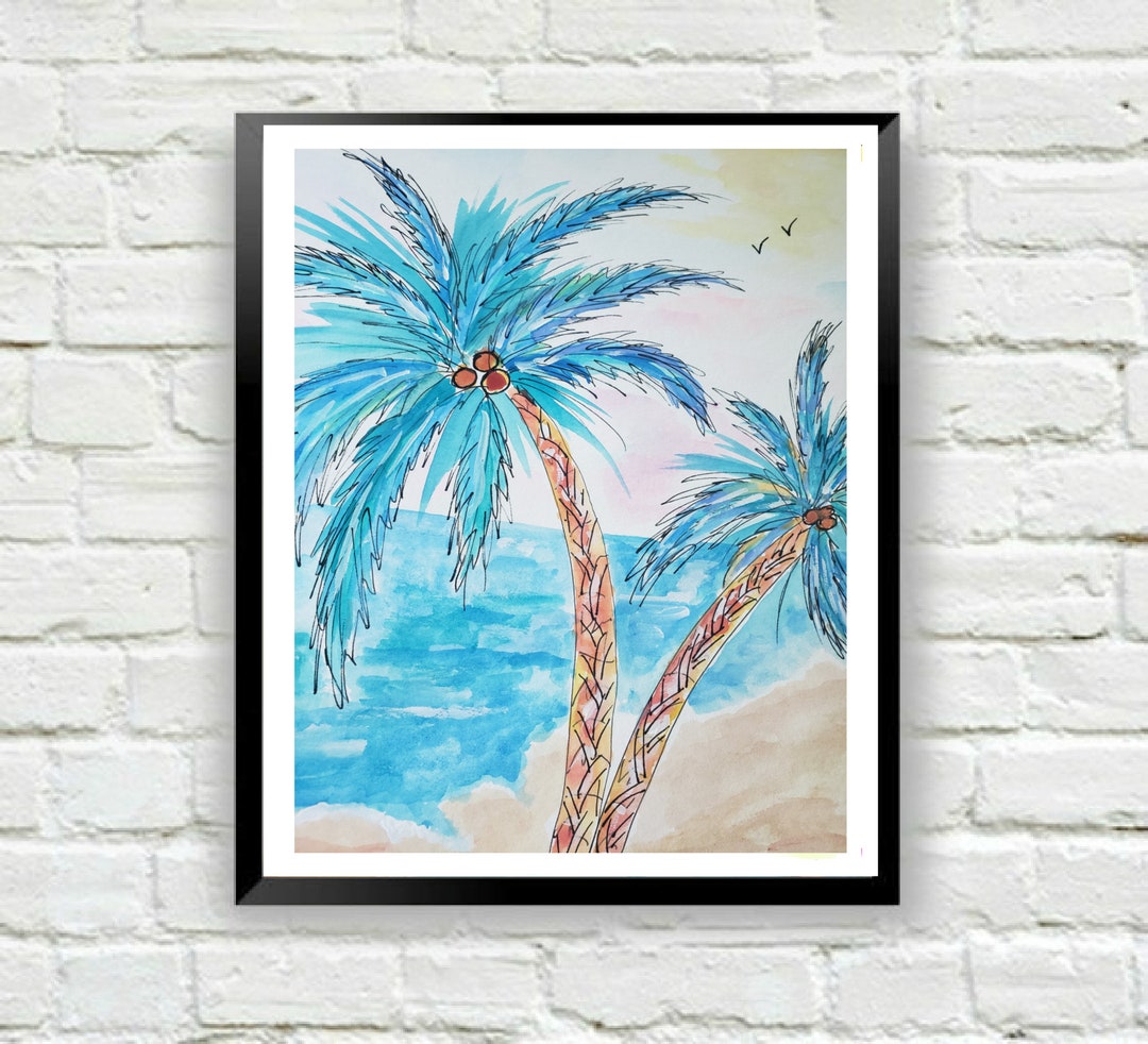 Original Palm Tree Painting Palm Tree Art, Coastal Art, Beach Art ...