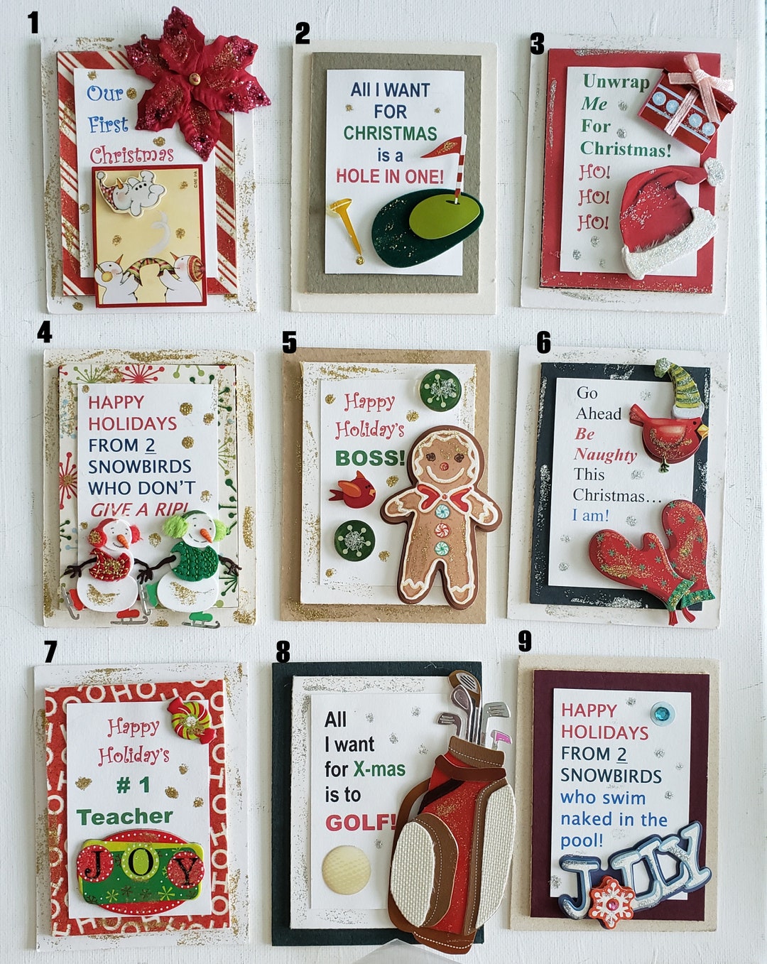 Christmas Card Magnets Holiday Cards Fridge Magnets Golfer - Etsy