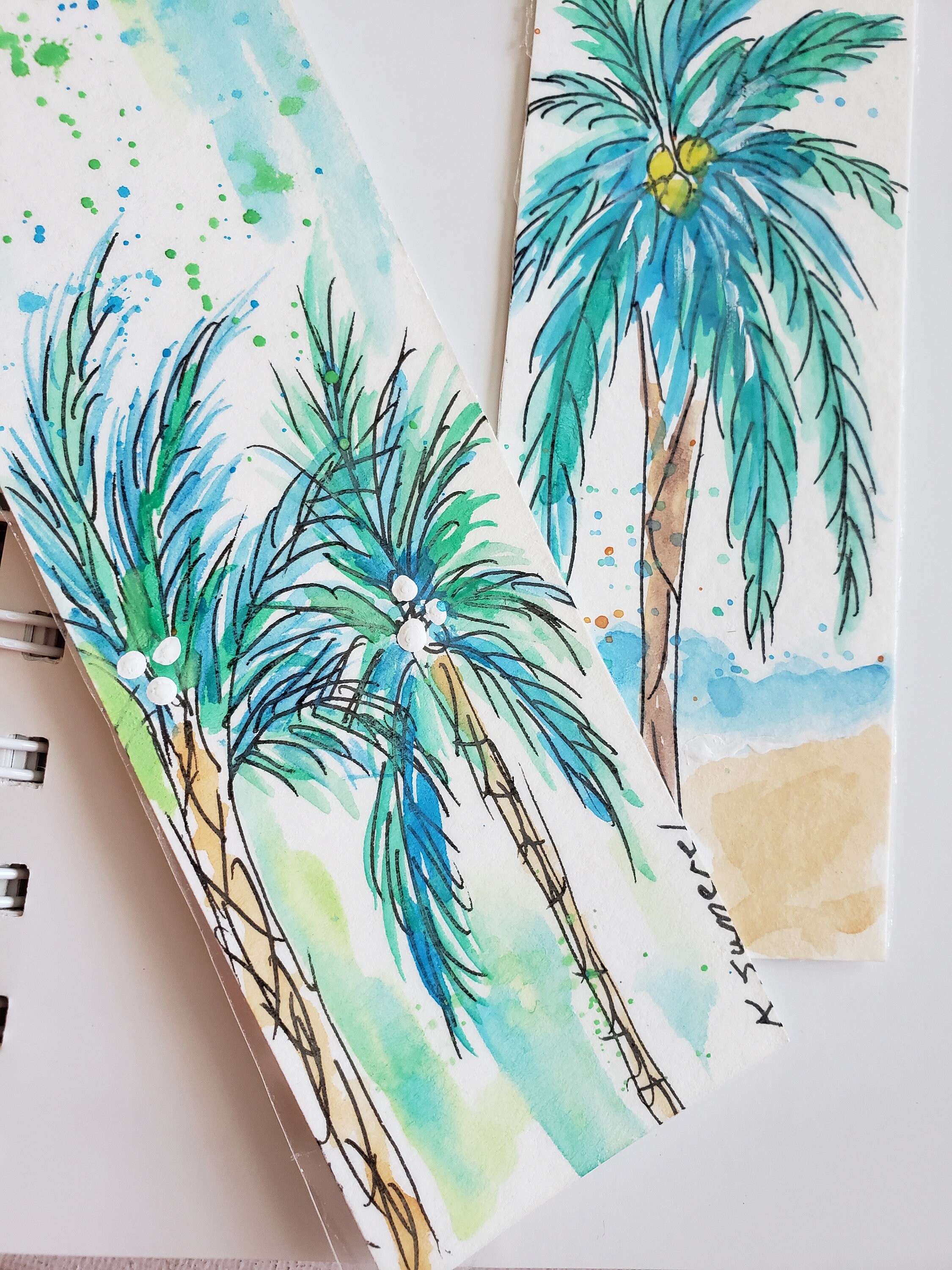 Palm Tree Bookmarks, Beach Gift, Watercolor Bookmark, Book Gift, Palm ...
