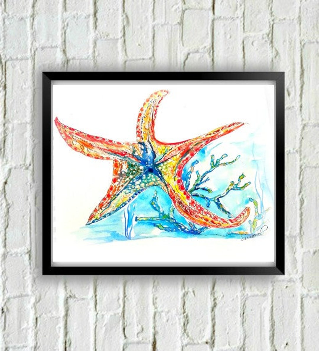 Starfish Art-starfish Painting-ocean Art-coastal Art-beach Art-beach ...