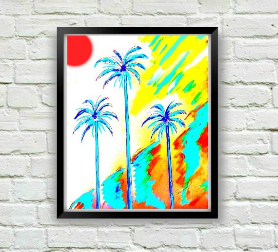 Palm Tree Print Palm Tree Painting Abstract Art Coastal - Etsy