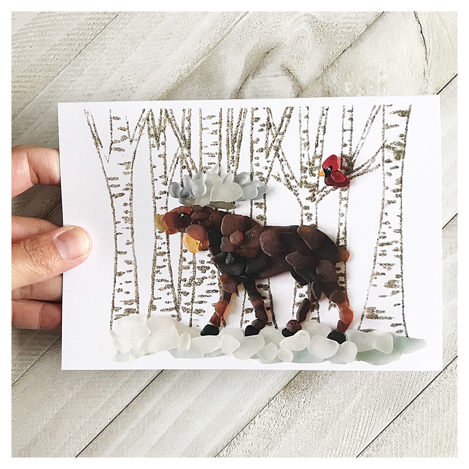 Sea Glass Greeting Card Moose Greeting Card Sea Glass Art - Etsy