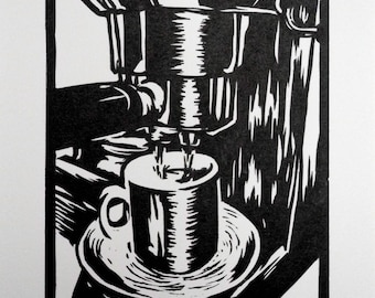 Espresso Linocut Print - Etsy