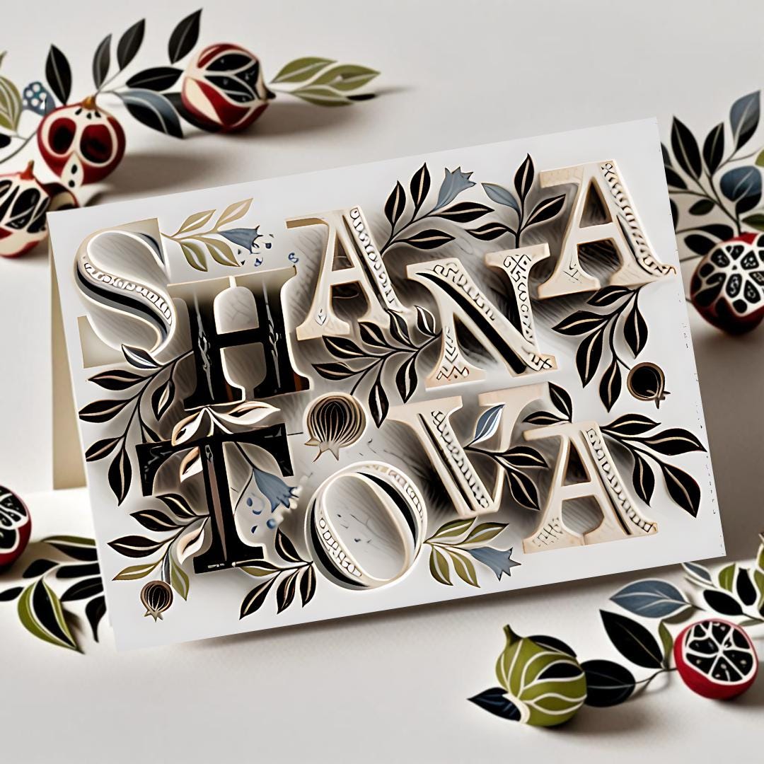 Rosh Hashanah Card: Shana Tova Hebrew Modern Art (digital Download ...