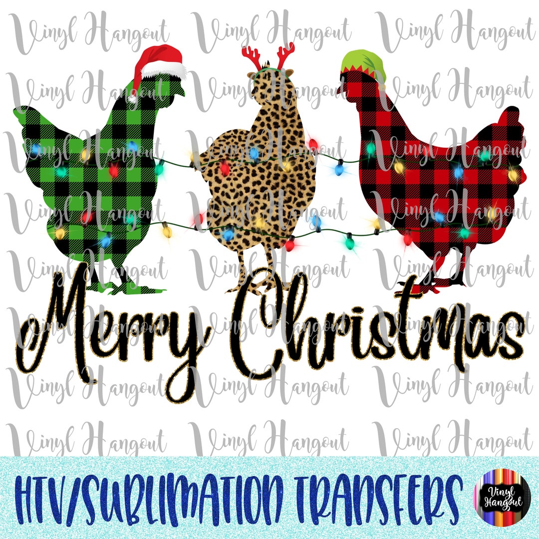 Merry Christmas Chickens Heat Transfer, Ready to Press, Heat Transfer ...